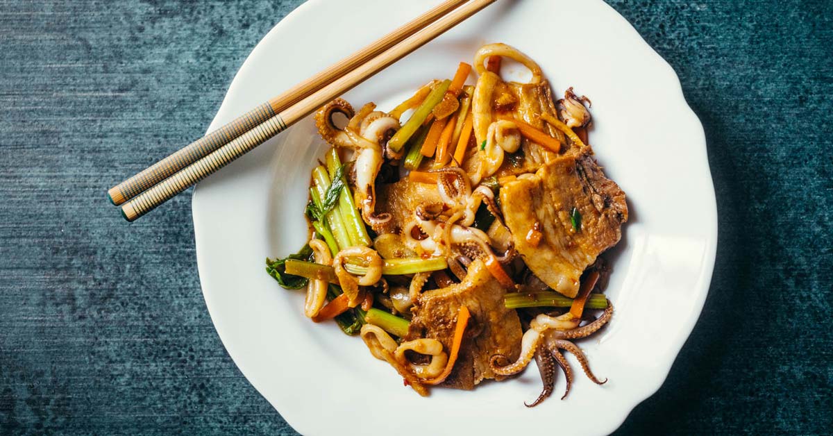Hakka-Style Stir-Fry with Pork Belly, Squid and Chinese Celery | TASTE
